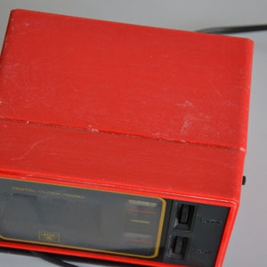 Vintage Digital Flip Roll Clock, Red Radio Alarm Clock ACEC - Etsy