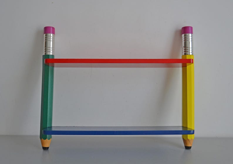 Vintage Wall Shelf Pierre Sala Design, Pencil Shelf, 80s Memphis Style ...
