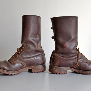 Vintage Military Rangers, Brown Leather Shoes, Pair of Army Boots ...