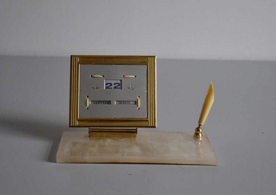 Vintage French Flip Calendar, Desk Calendar With Pencil Holder - Etsy