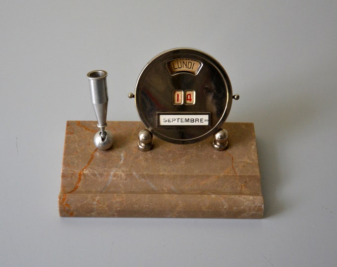 Vintage French Flip Calendar / Marble Desk Calendar - Etsy
