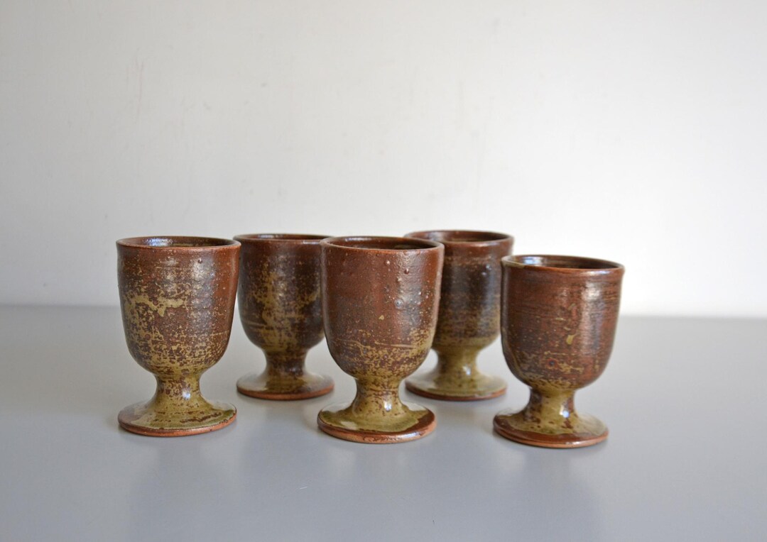 Set of 6 Glazed Stoneware Cups, Mazagran for Drinking Coffee, Rustic ...