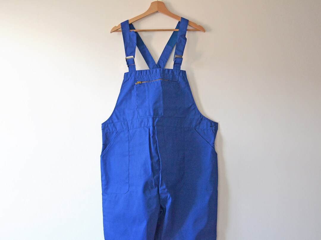 Vintage Blue Work Overalls, French Chore Dungarees TERGAL / Size L - Etsy