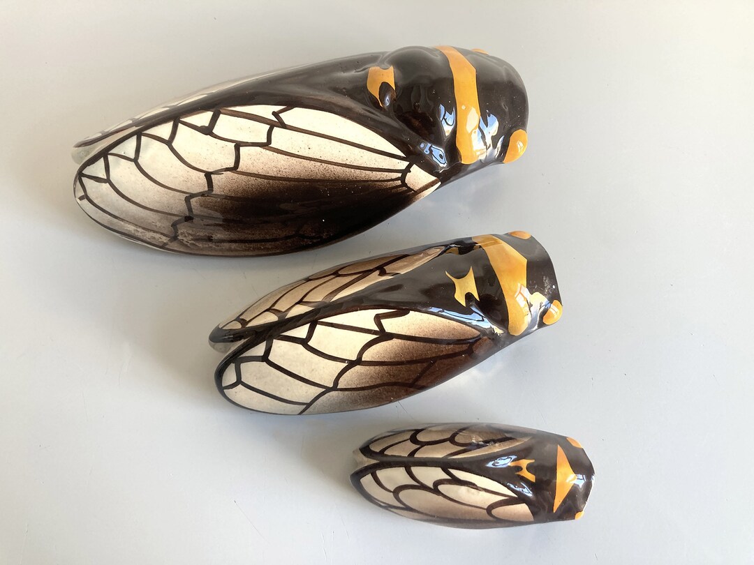 Set of 3 Vintage Ceramic Cicadas From the 60s, Wall Plant Holder ...