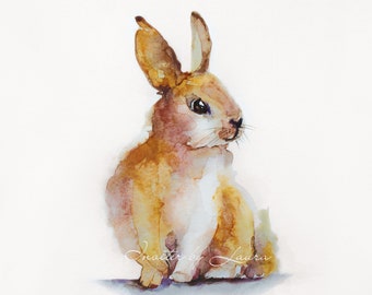 Rabbit watercolor | Etsy