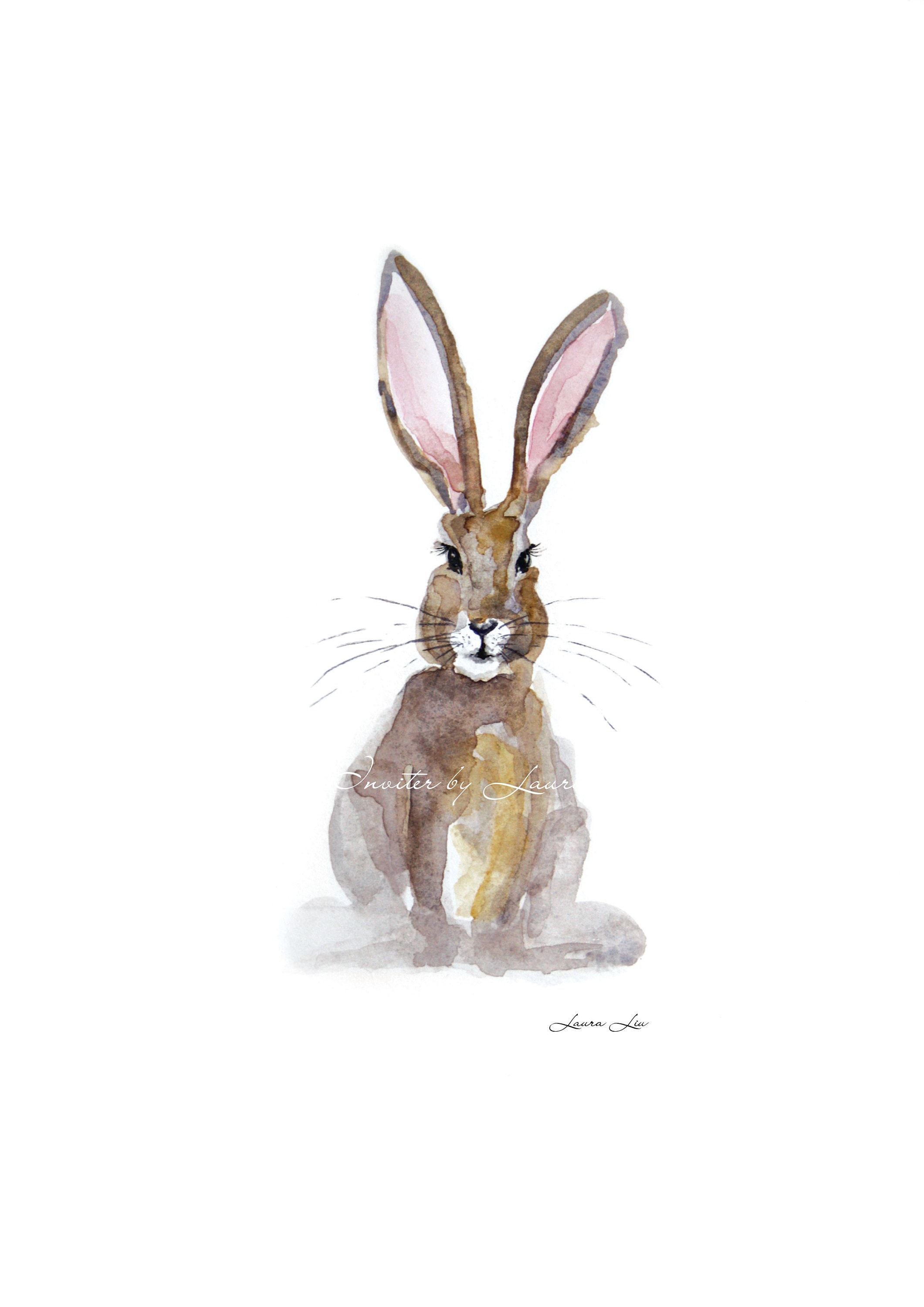 Bunny Rabbit Watercolor Painting Digital Print - Etsy