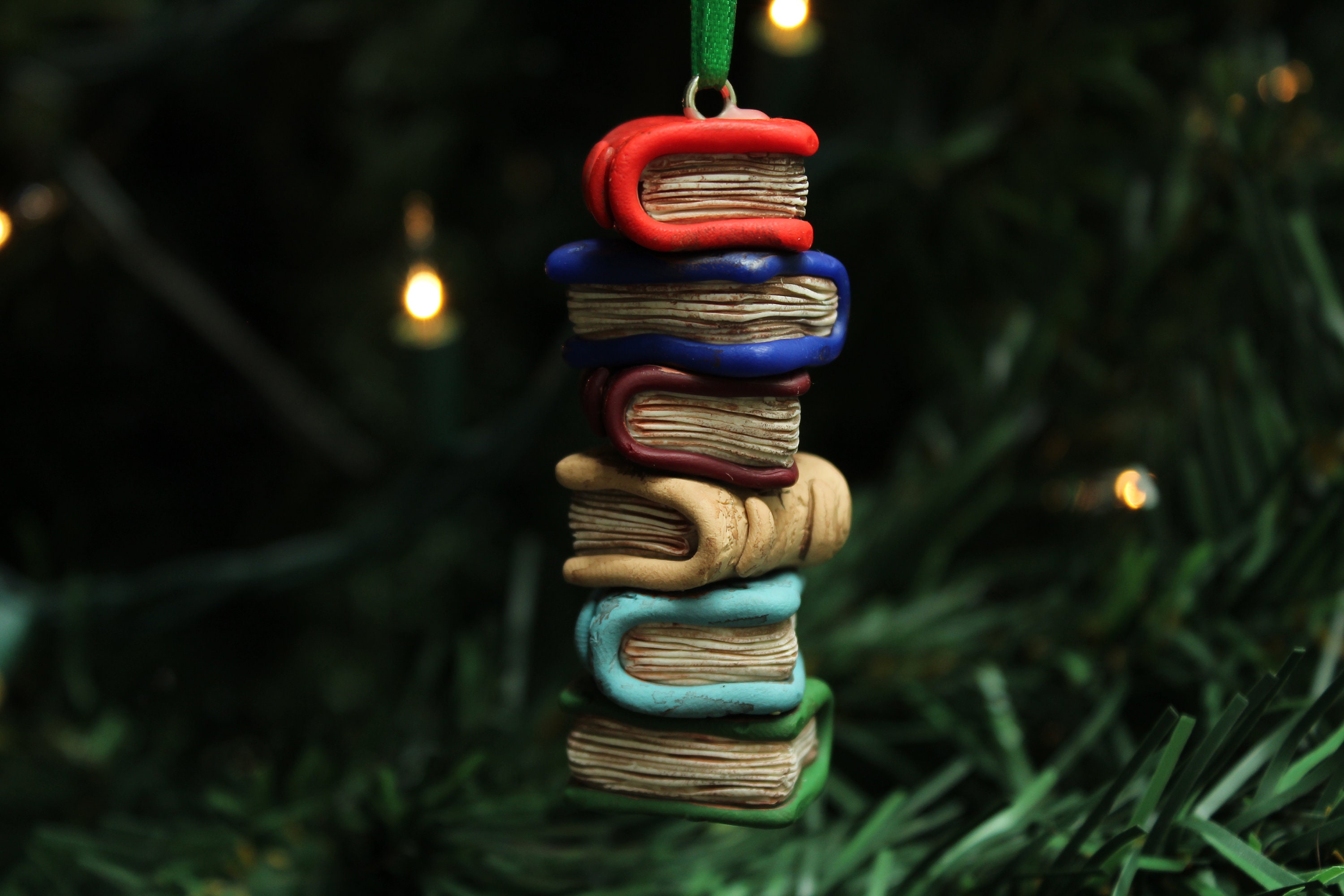 Stack of Old Books Ornament Polymer Clay Book Ornament | Etsy