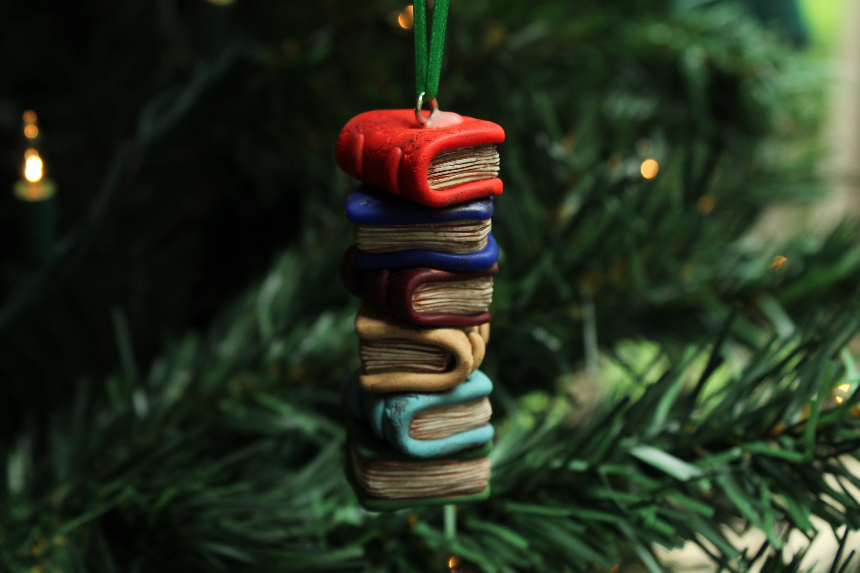 Stack of Old Books Ornament Polymer Clay Book Ornament | Etsy