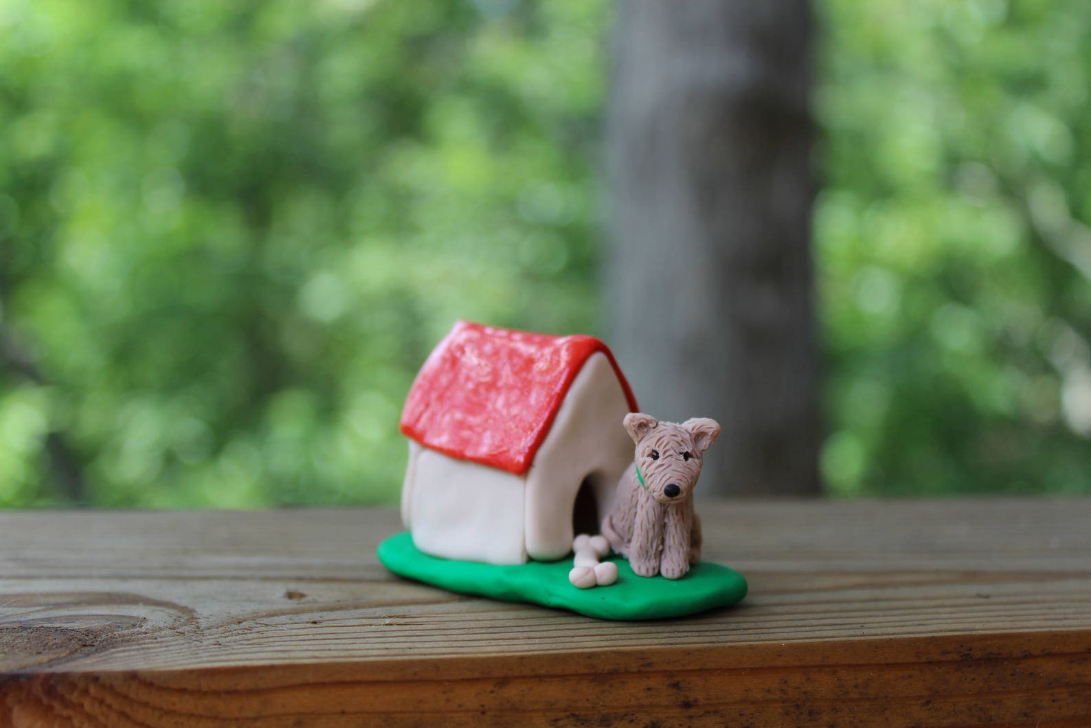 Dog With Doghouse Figurine Polymer Clay Dog Figurines Clay Dog ...