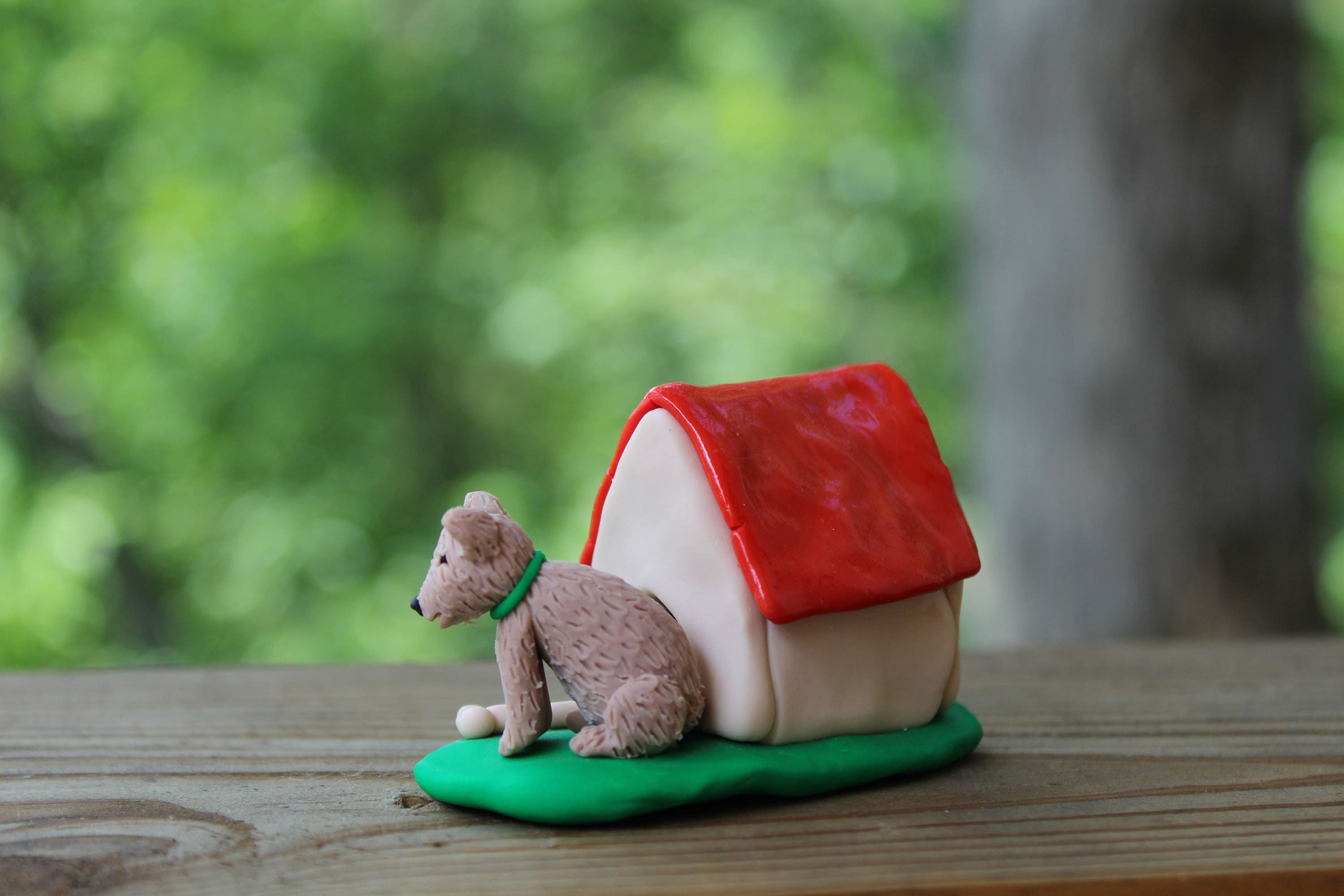Dog With Doghouse Figurine Polymer Clay Dog Figurines Clay Dog ...