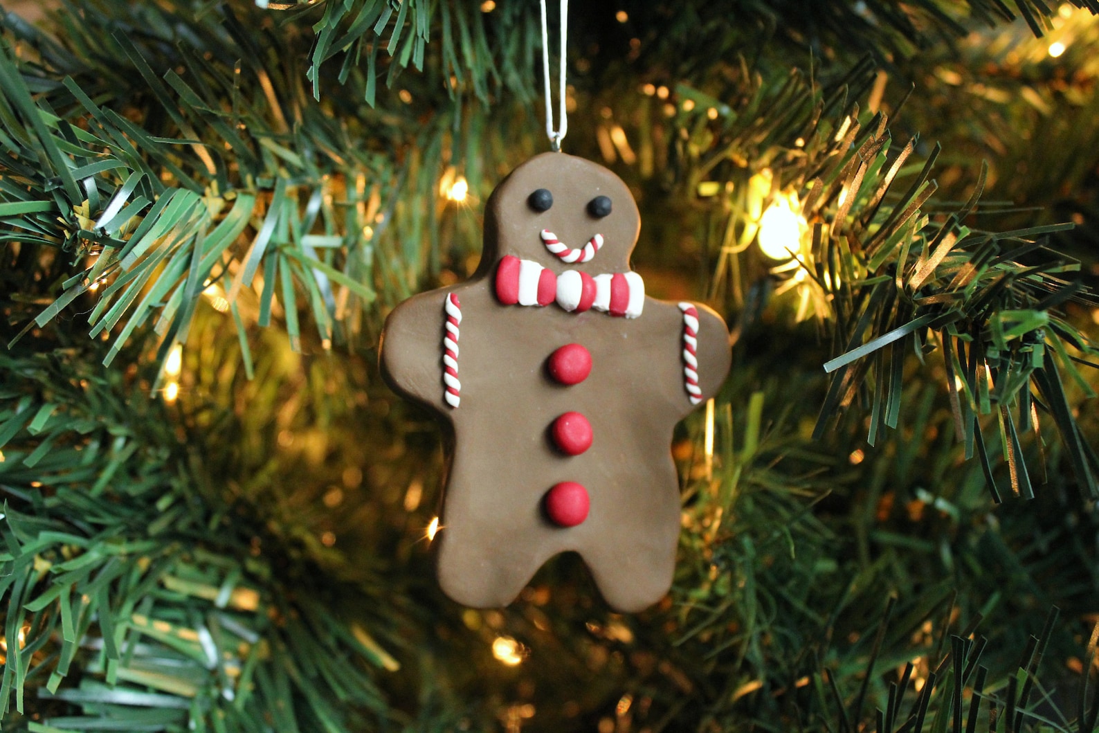 Gingerbread Man With Bow Tie Ornament Polymer Clay Christmas - Etsy