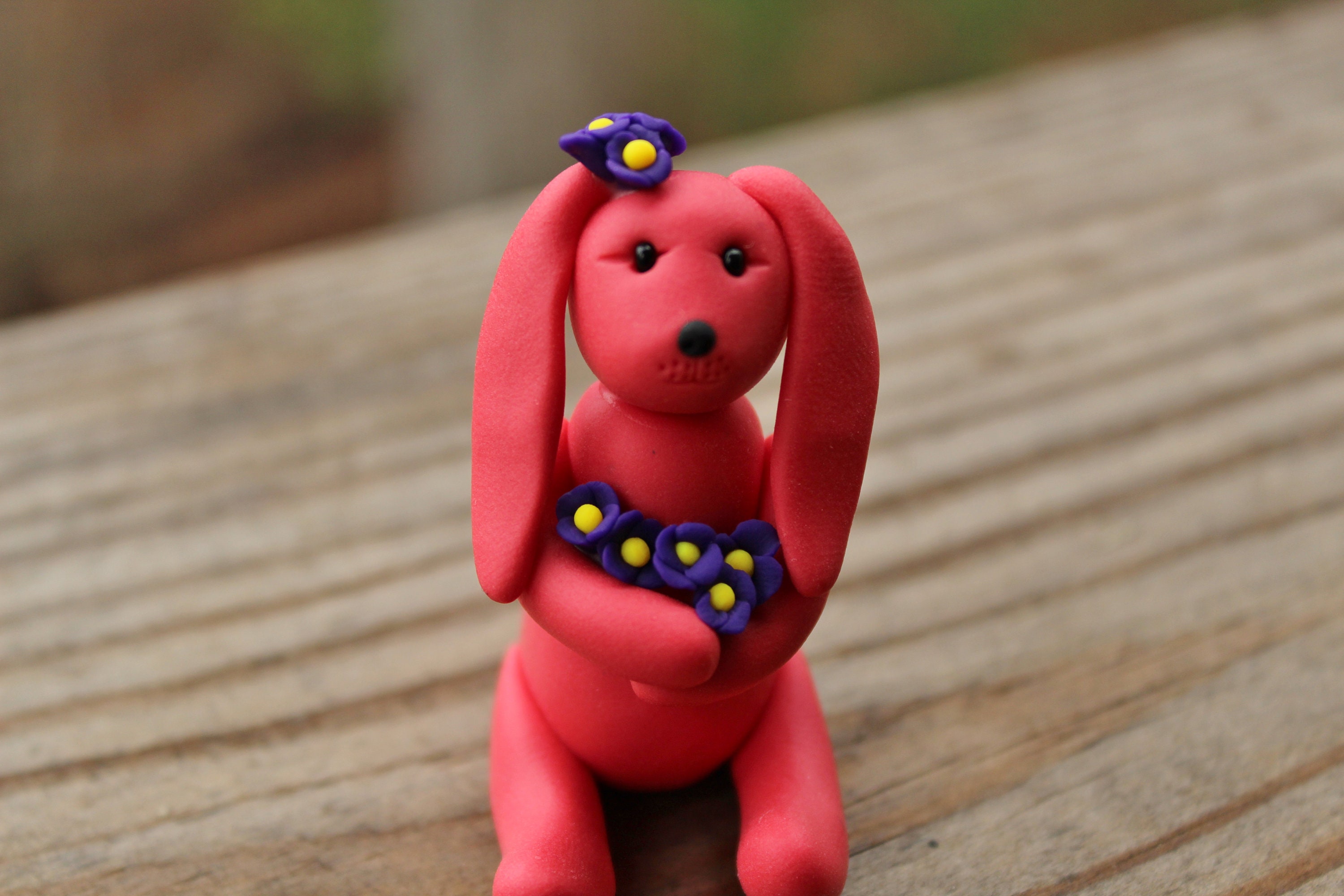 Pink Bunny Figurine Polymer Clay Easter Bunny Handmade Rabbit ...