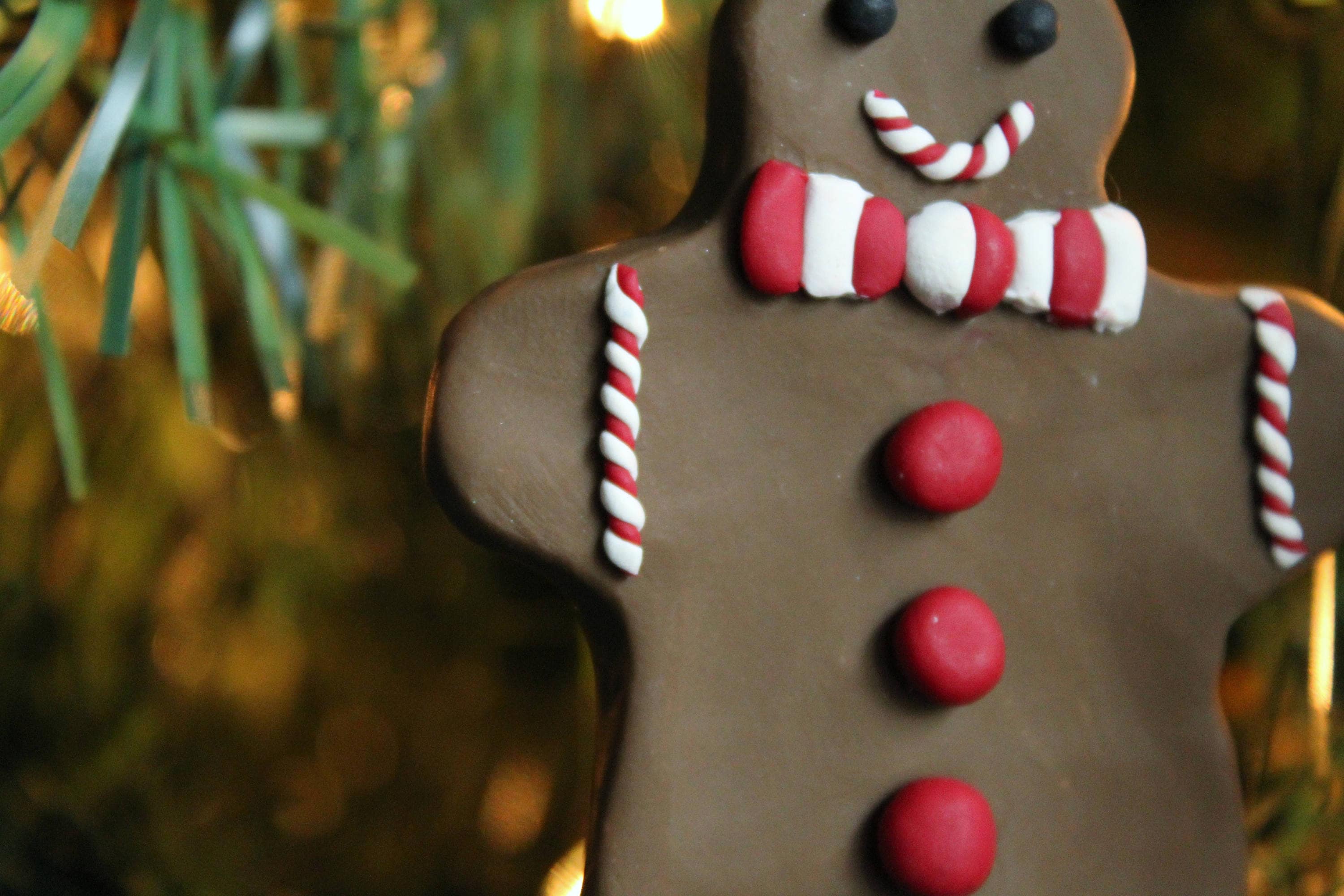 Gingerbread Man With Bow Tie Ornament Polymer Clay Christmas - Etsy