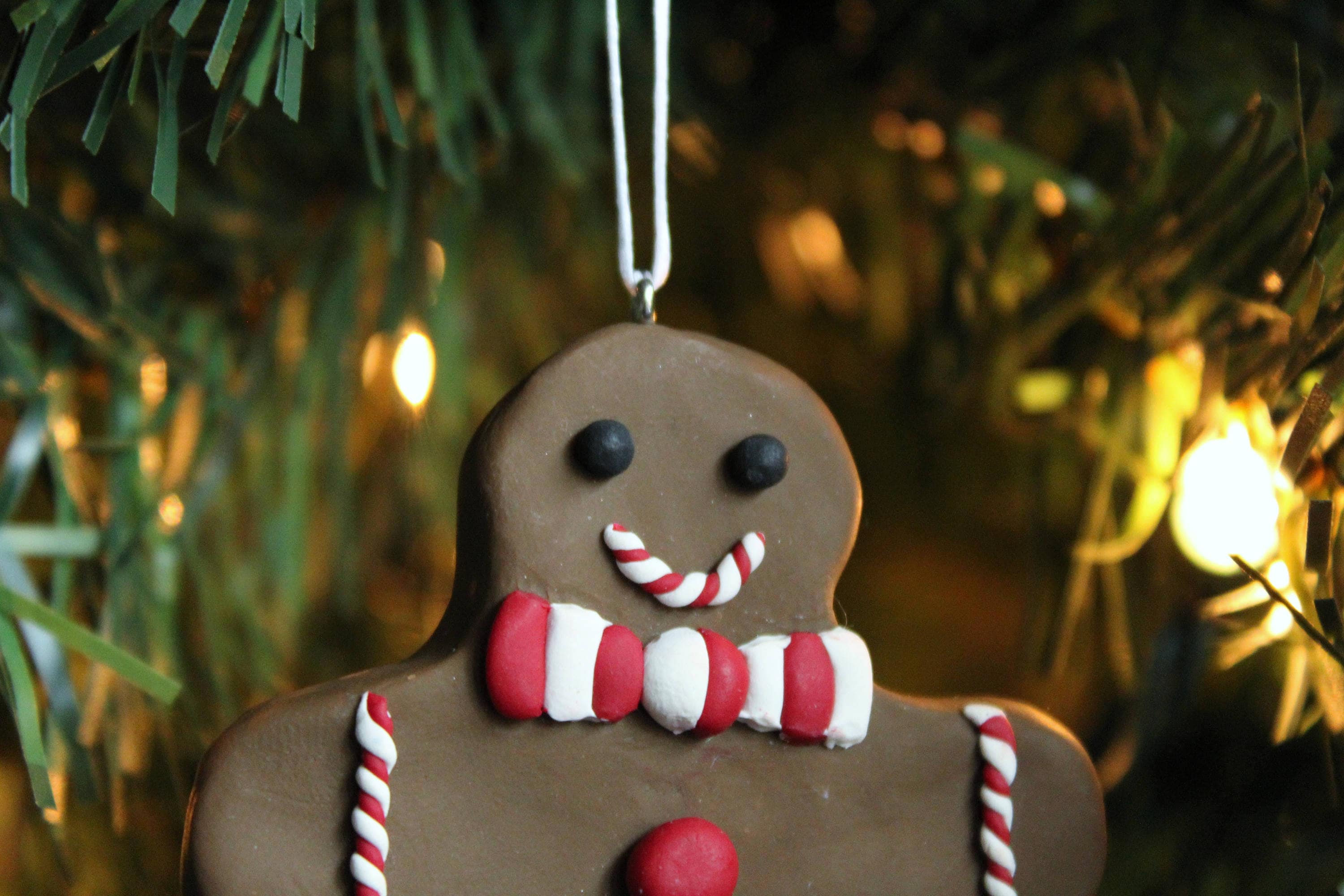 Gingerbread Man With Bow Tie Ornament Polymer Clay Christmas - Etsy