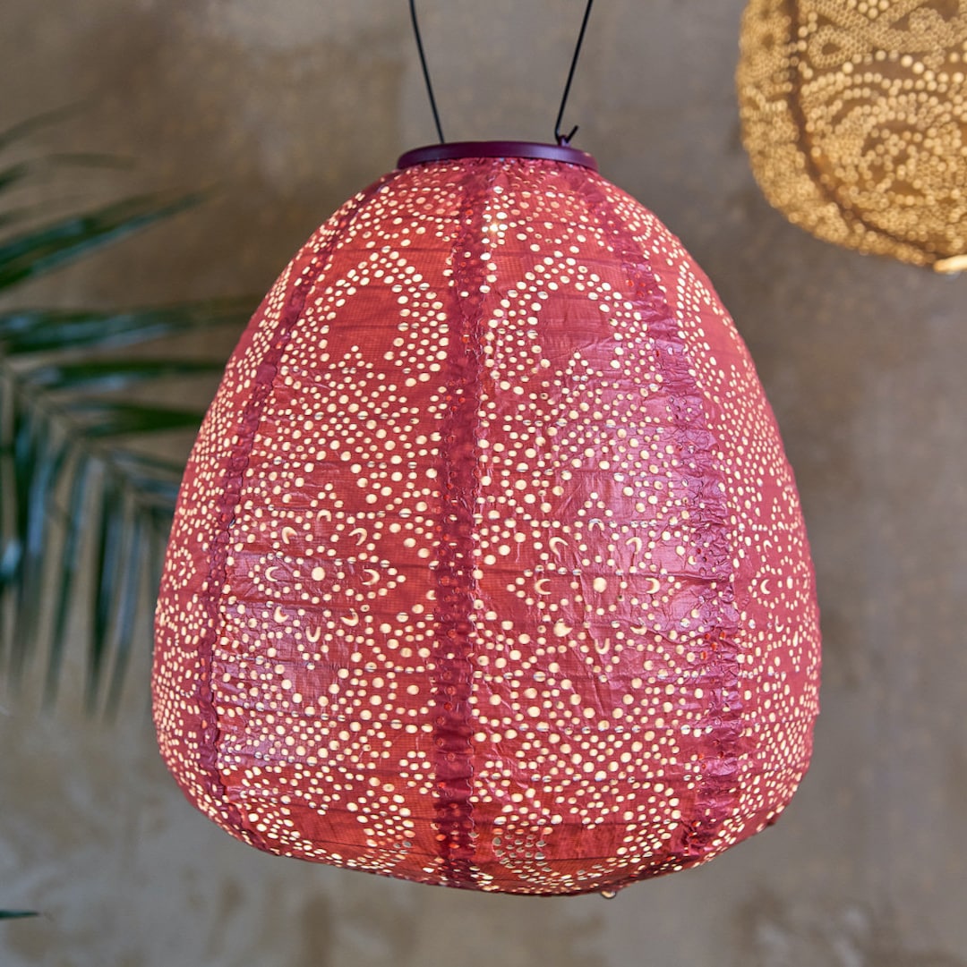 Solar Lantern Red Dome - Etsy