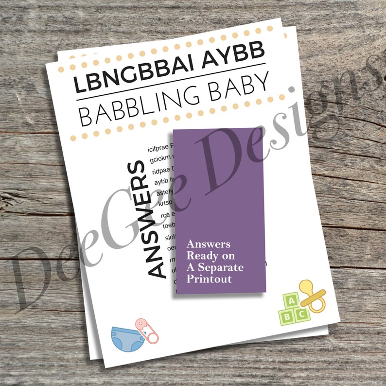 Baby Shower Game - Babbling Baby Unscramble Party Game - Etsy