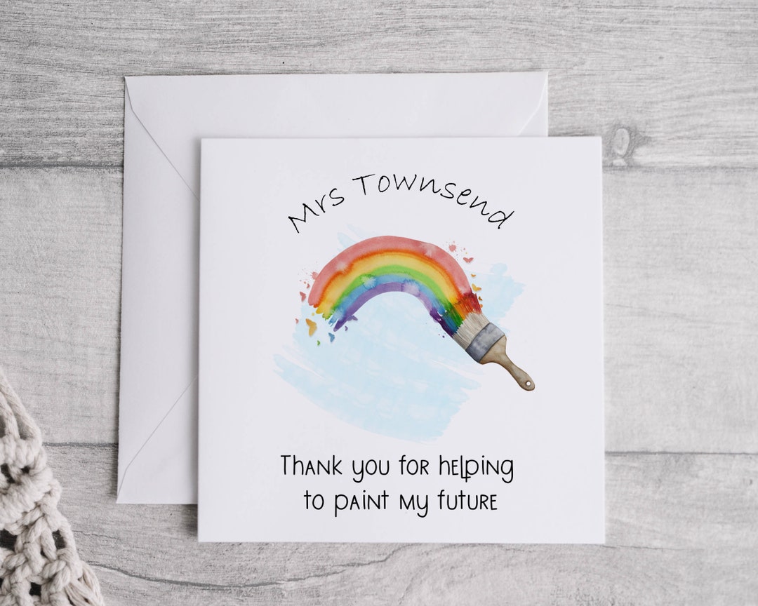 Personalised Teacher Card, Rainbow Teacher Card, Thank You Teacher Card ...