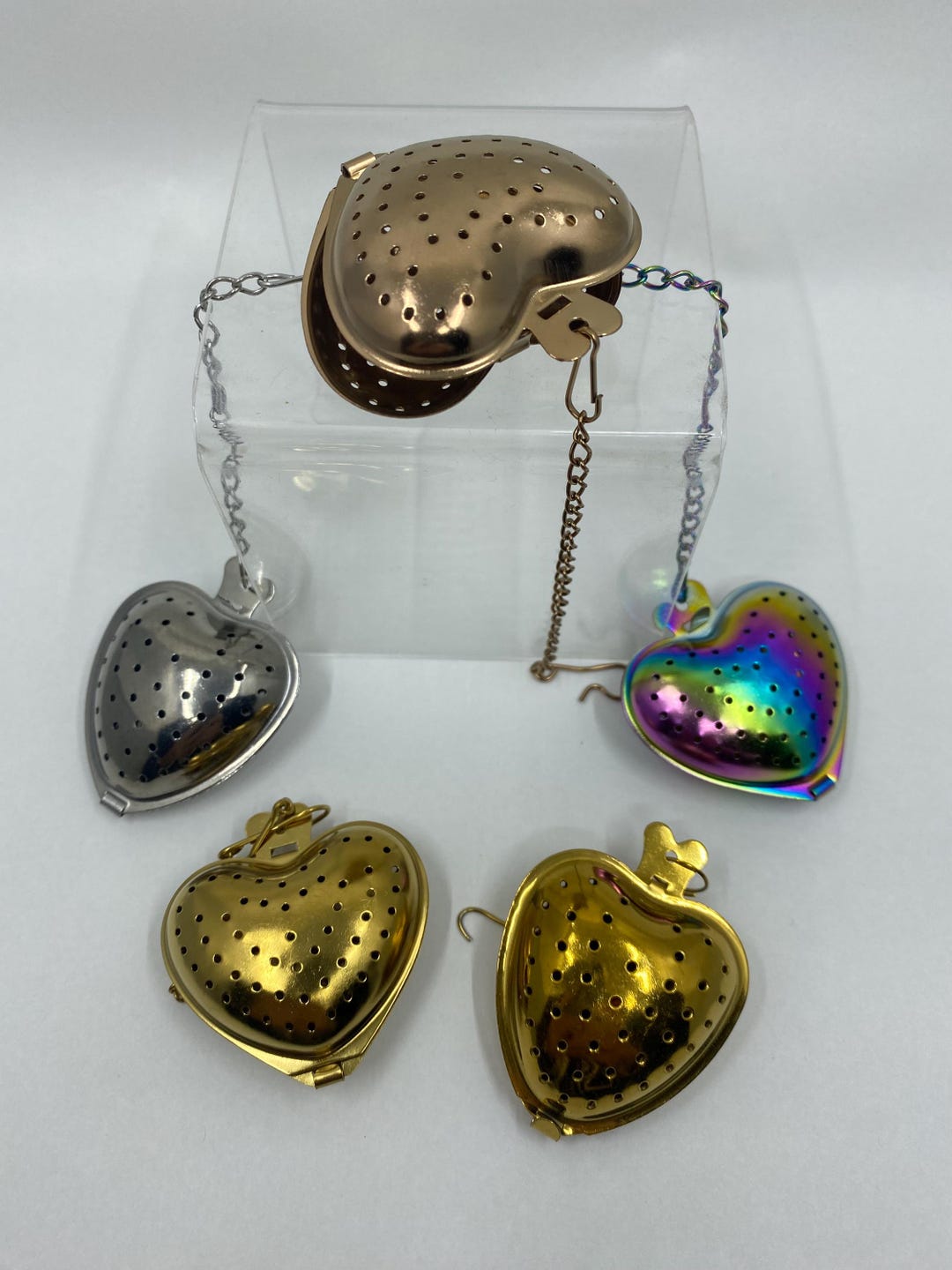 Heart Shape With Chain Stainless Steel Tea Infuser Loose Leaf Strainer ...