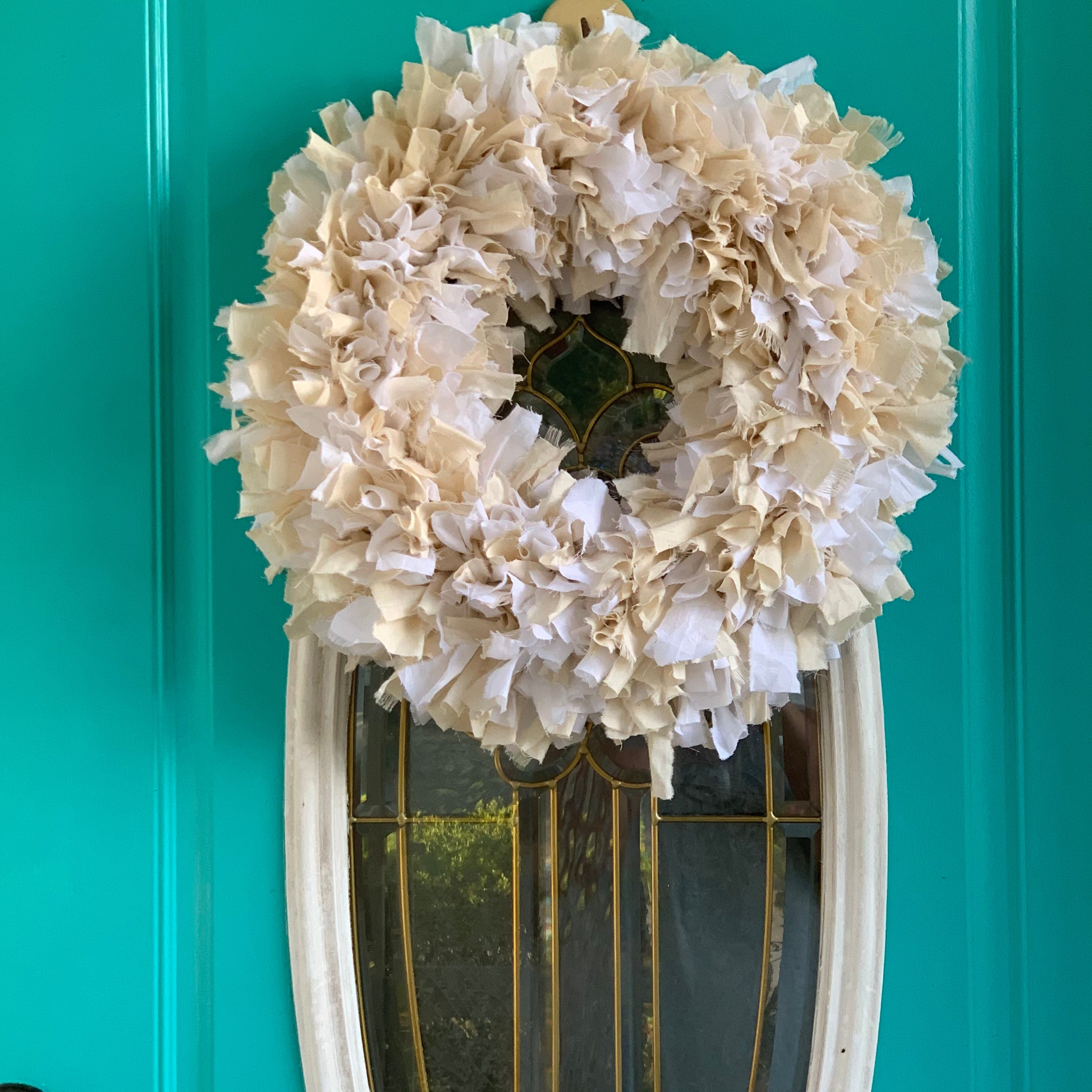 Vintage Rag Wreath Country Hand Tied Rag Wall Decor Shabby - Etsy