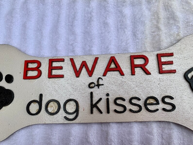 Dog Welcome Sign, Dog Bone Sign, Beware of Dog Kisses Wreath Attachment ...