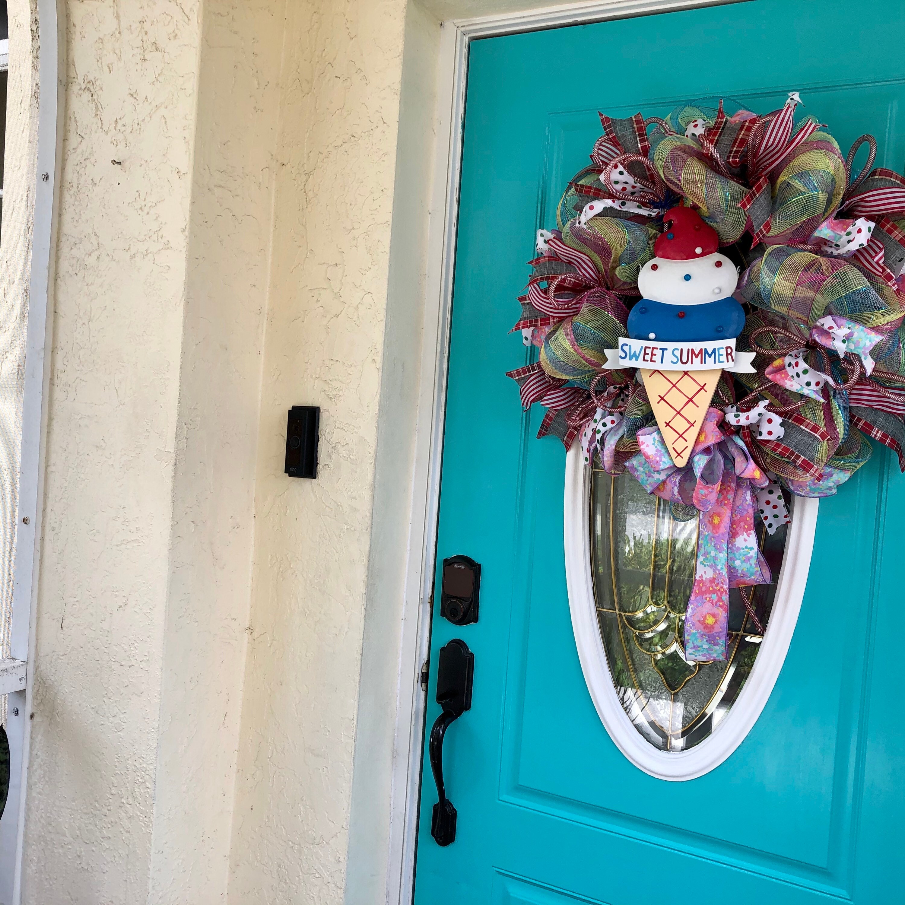 Ice Cream Cone Wreath, Sweet Summer Fun Lighted Sign, Front Door Wreath ...