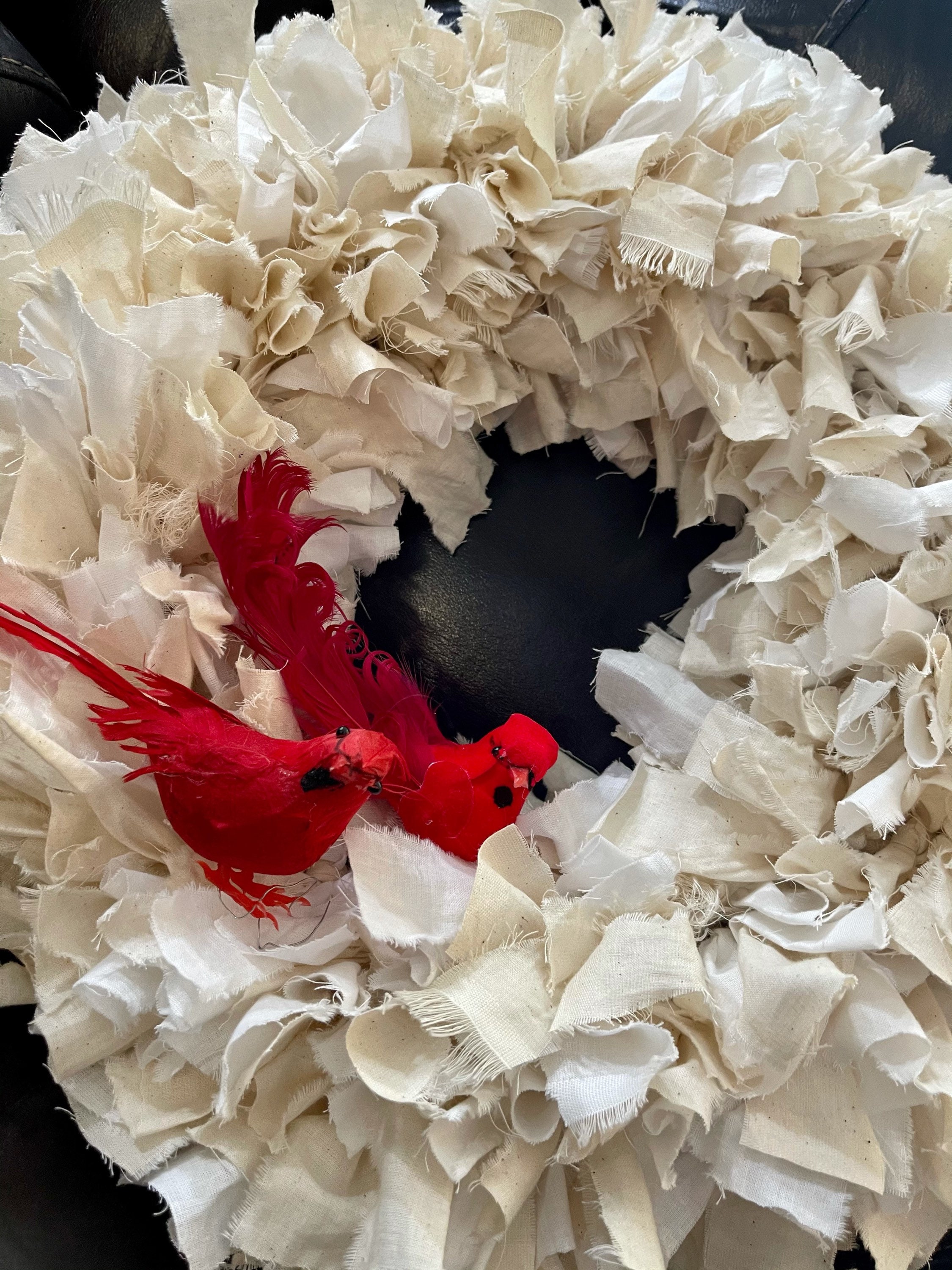 Vintage Rag Wreath Country Hand Tied Rag Wall Decor Shabby - Etsy