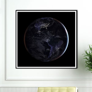 World Map at Night Wall Art Paper Canvas Vintage World Map Housewarming ...