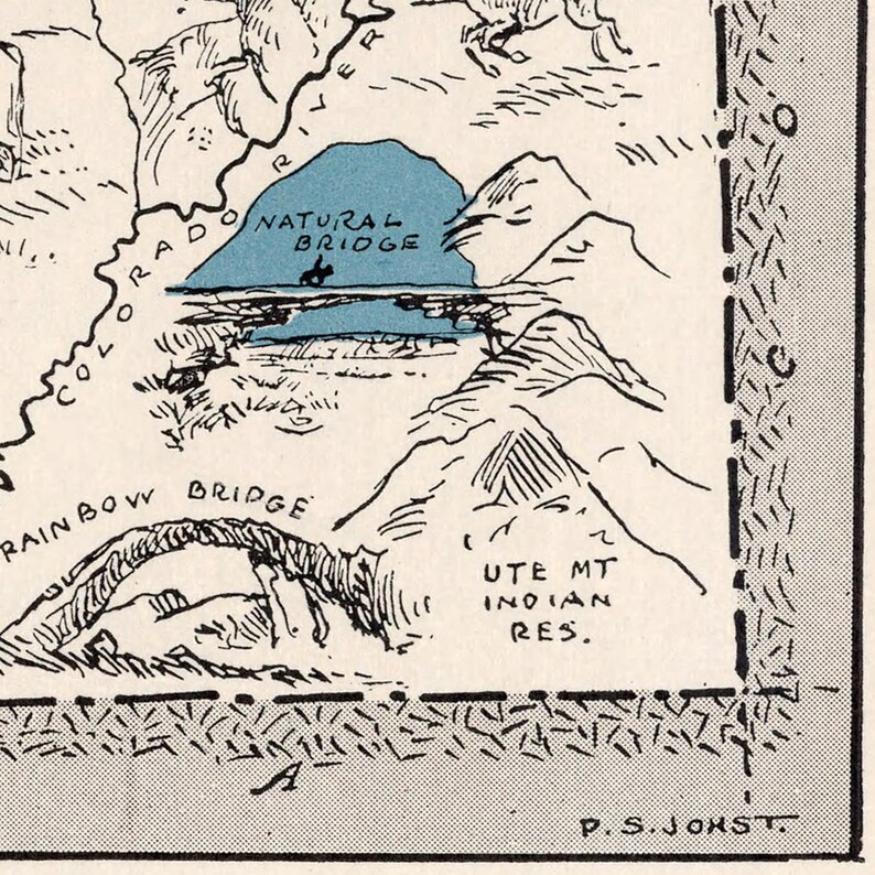 1930's Vintage UTAH State Map Animated Cartoon Map Gallery | Etsy