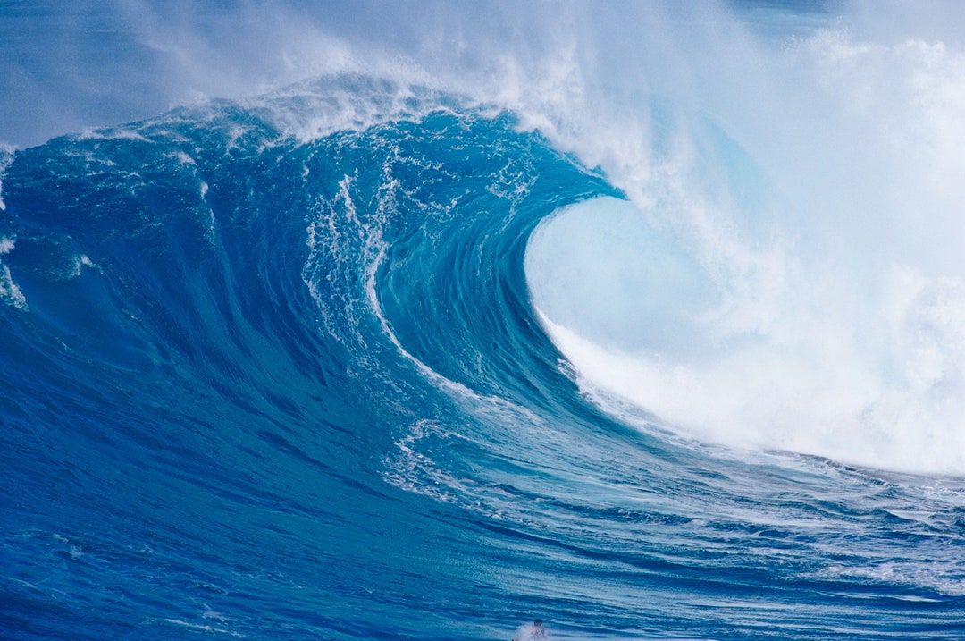 Jaws Wave Vintage Surf Print Surfing Decor, Dan Merkel Photo, Hawaii ...