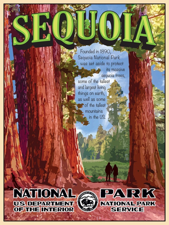 SEQUOIA National Park Vintage Poster Print CALIFORNIA | Etsy