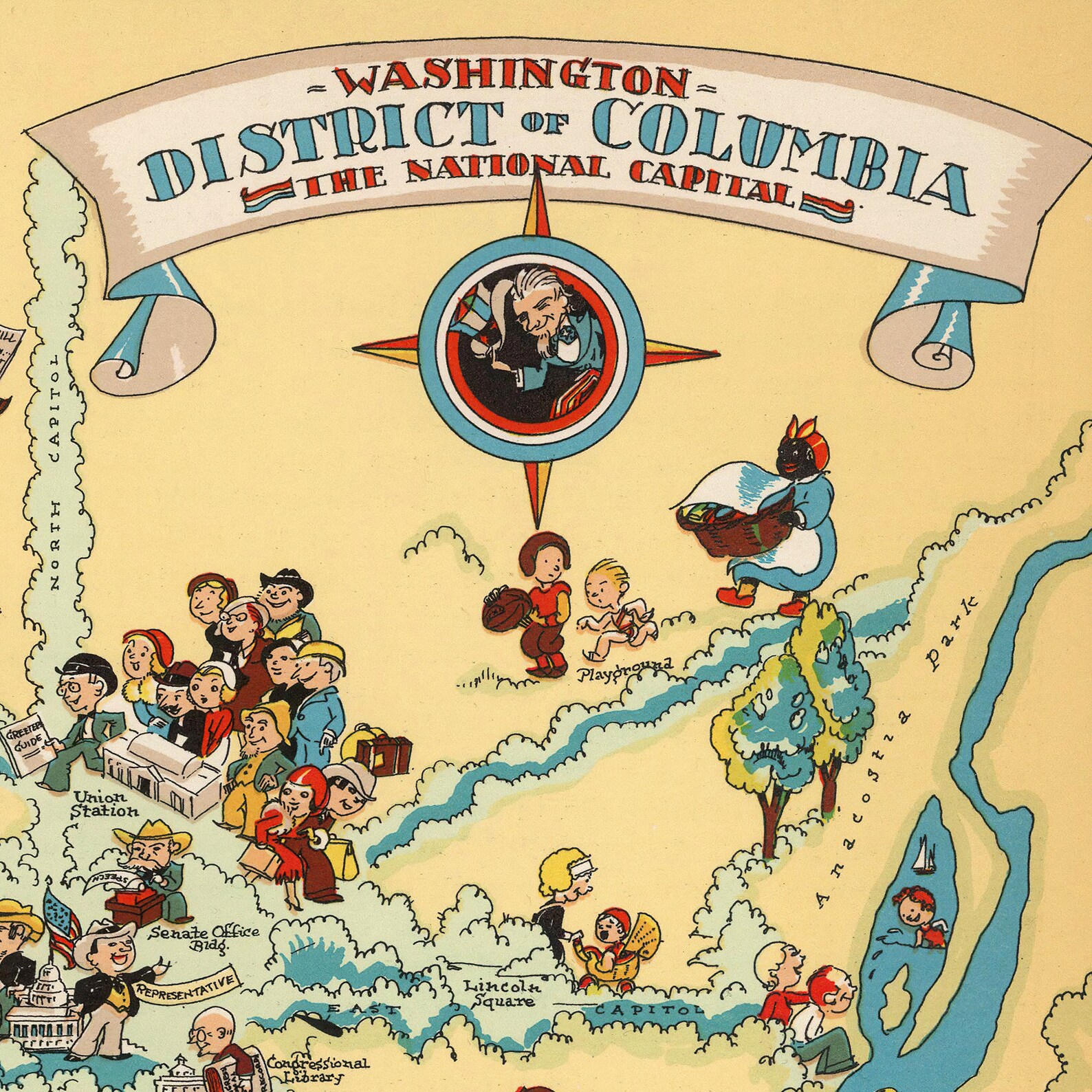 1930's Vintage Washington DC Map Cartoon Map Print Gallery - Etsy
