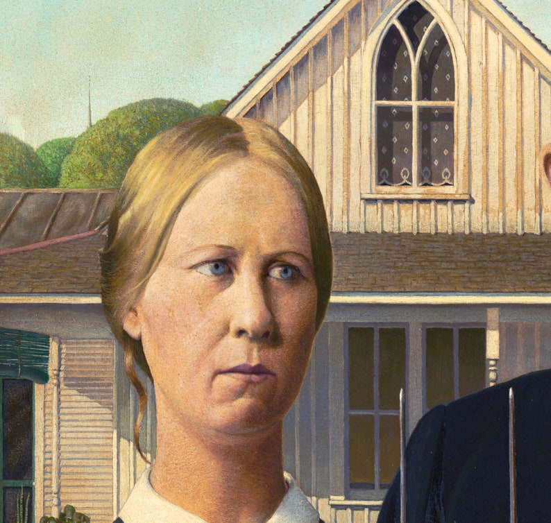 American Gothic Grant Wood 1930 Vintage Painting Print | Etsy