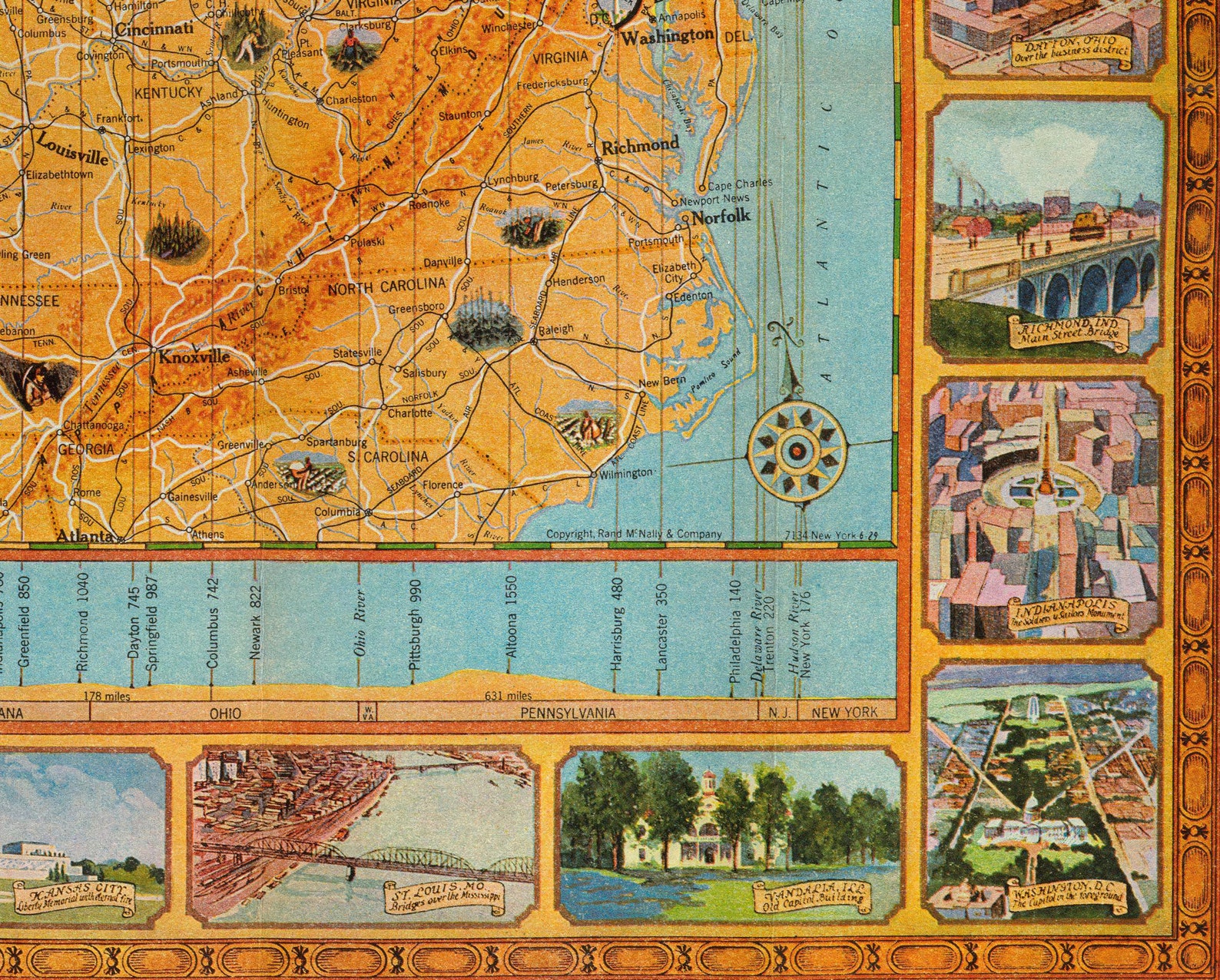 Illustrated Map of the Route of Transcontinental Air | Etsy
