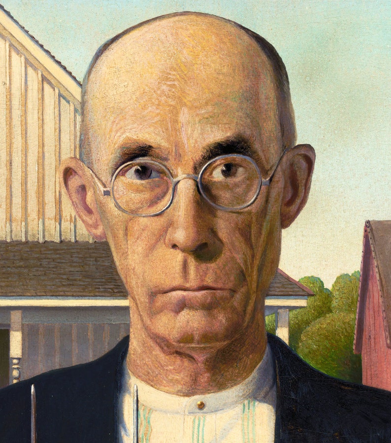 American Gothic Grant Wood 1930 Vintage Painting Print | Etsy