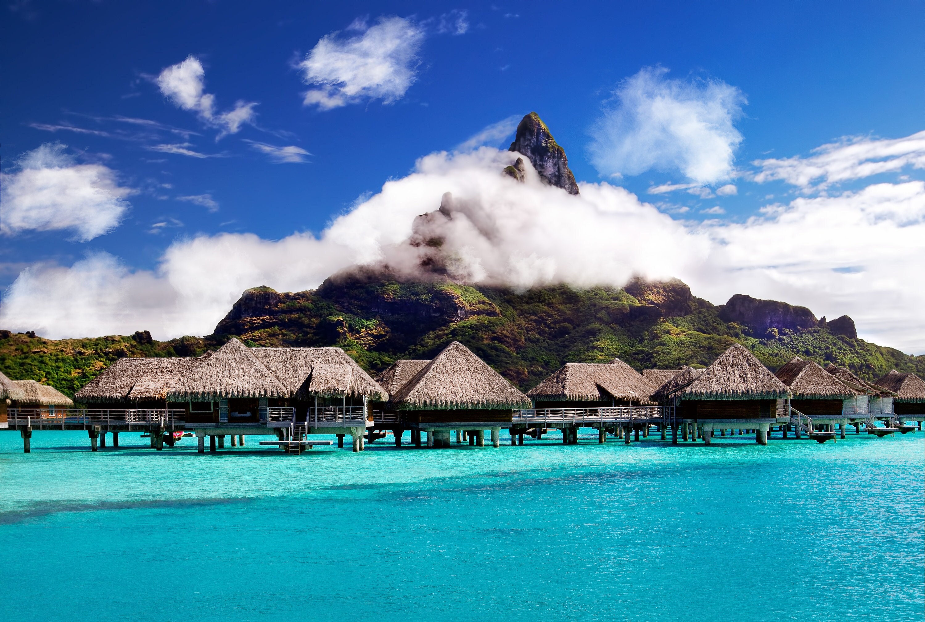 Tahiti Ocean Huts by Dan Merkel Photography Print Poster Canvas or ...