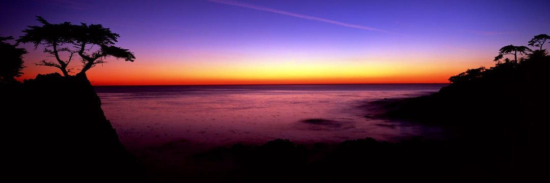 Sunset at Carmel CA Cliffs by Dan Merkel Panoramic Photography Print ...