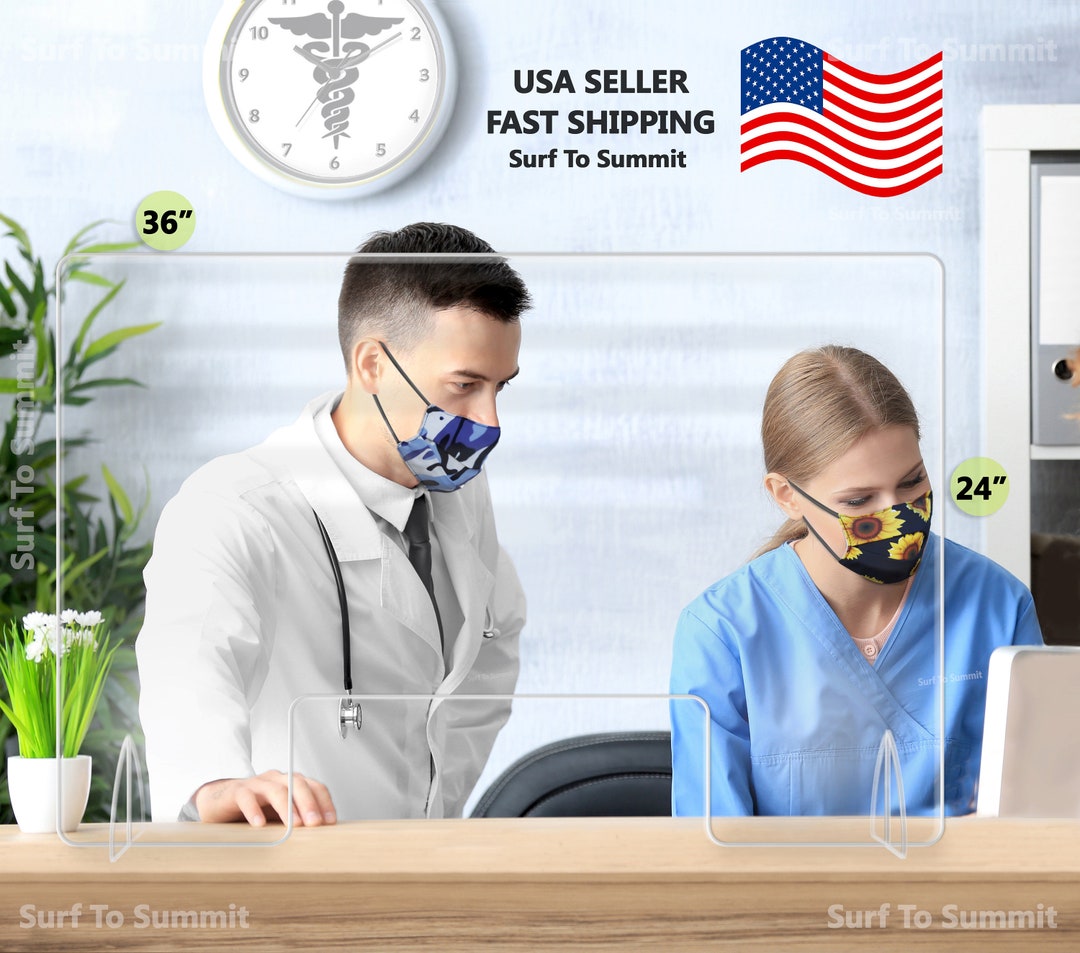 Sneeze Guard USA MADE Acrylic Protective Shield for Reception Desk ...