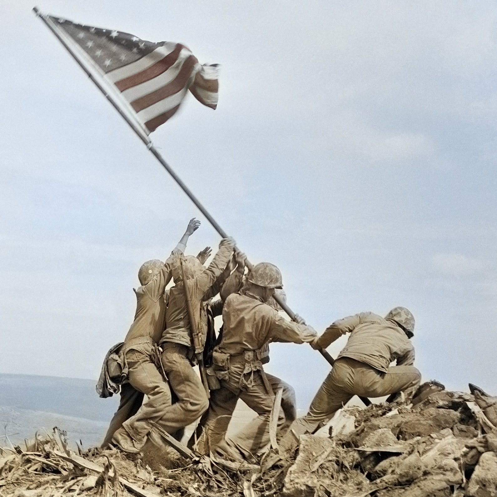 Raising the Flag on Iwo Jima Print Historic Iconic Image - Etsy