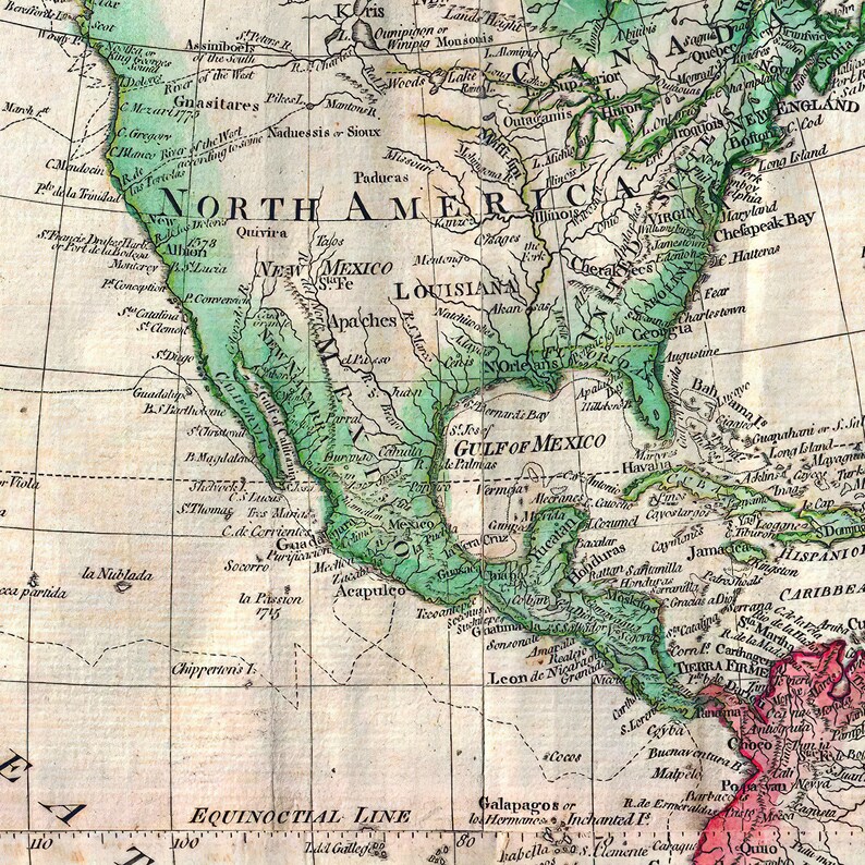 World Map of 1794 Wall Art Paper Canvas Vintage World Map | Etsy