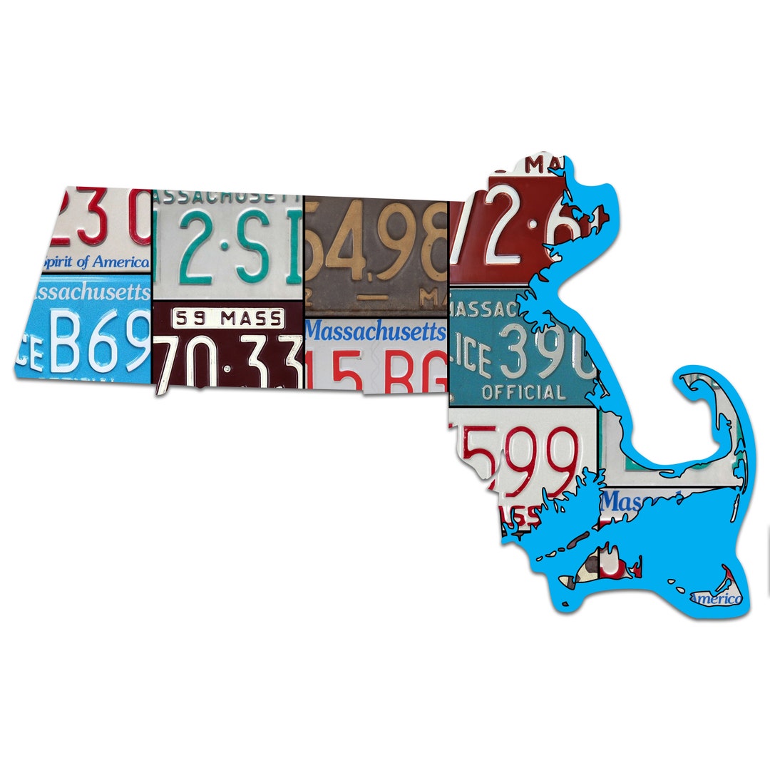 MASSACHUSETTS License Plate Plasma Cut Map Sign, Spirit of America ...