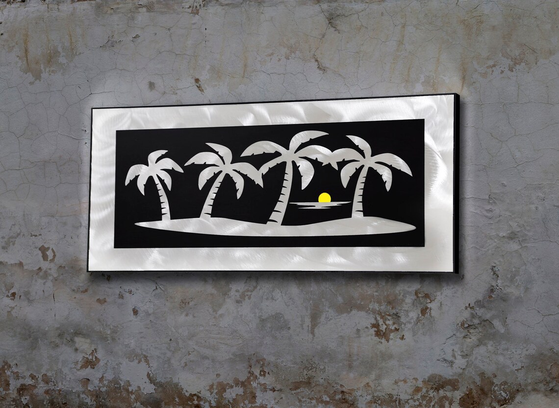 Palm Tree Aluminum Wall Art Coastal Art Palm Tree Panel - Etsy