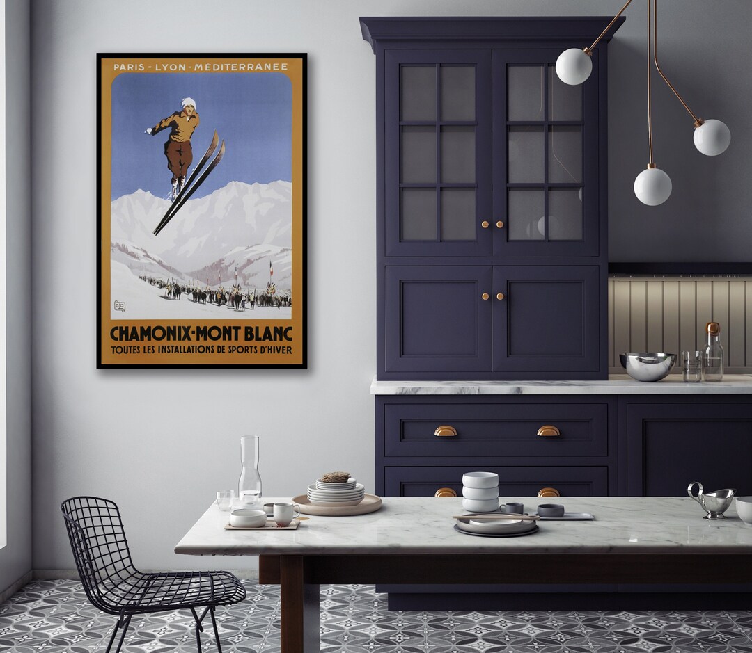 Chamonix Mont Blanc Ski Lodge Sign Rustic Antique Canvas or Paper Print ...