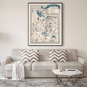 1930's Vintage UTAH State Map Animated Cartoon Map Gallery Wall Art ...
