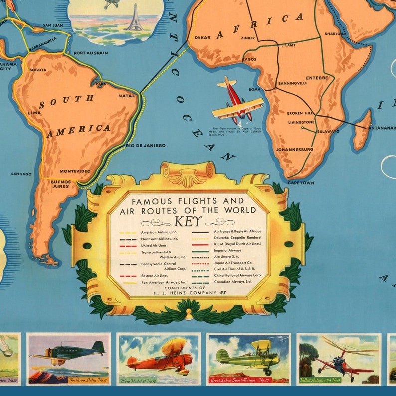 Famous Flights and Air Routes of the World Poster Aviation - Etsy