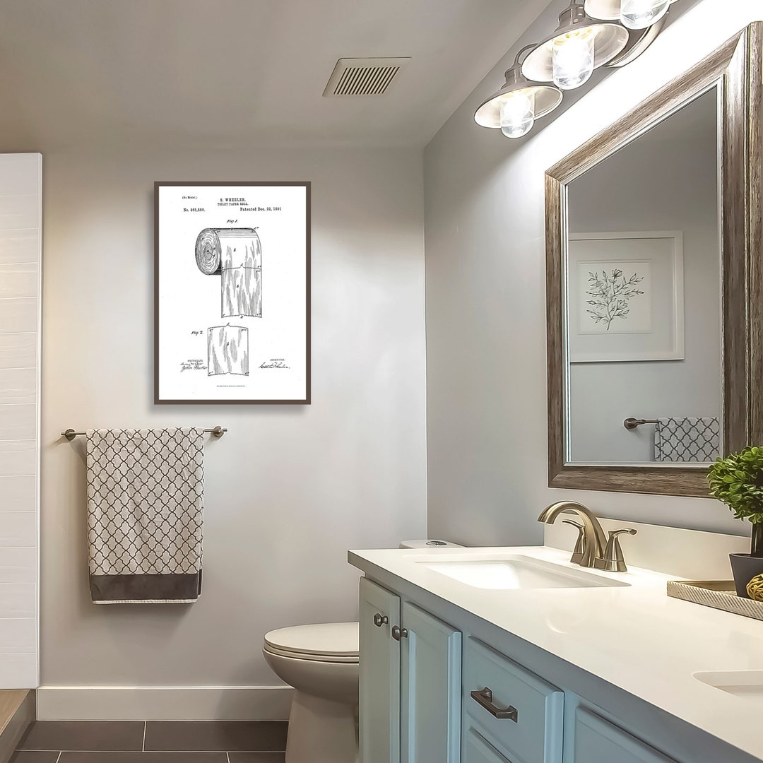 Bathroom Decor - Bathroom Patent Print - Toliet Paper Decor - Bathroom ...