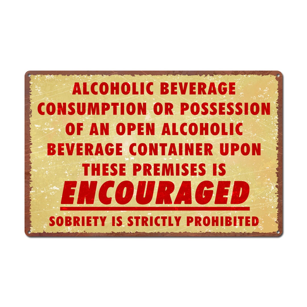 Drinking Encouraged Sign, Fun Party Sign, Cocktail Party Sign, Bar Pub ...
