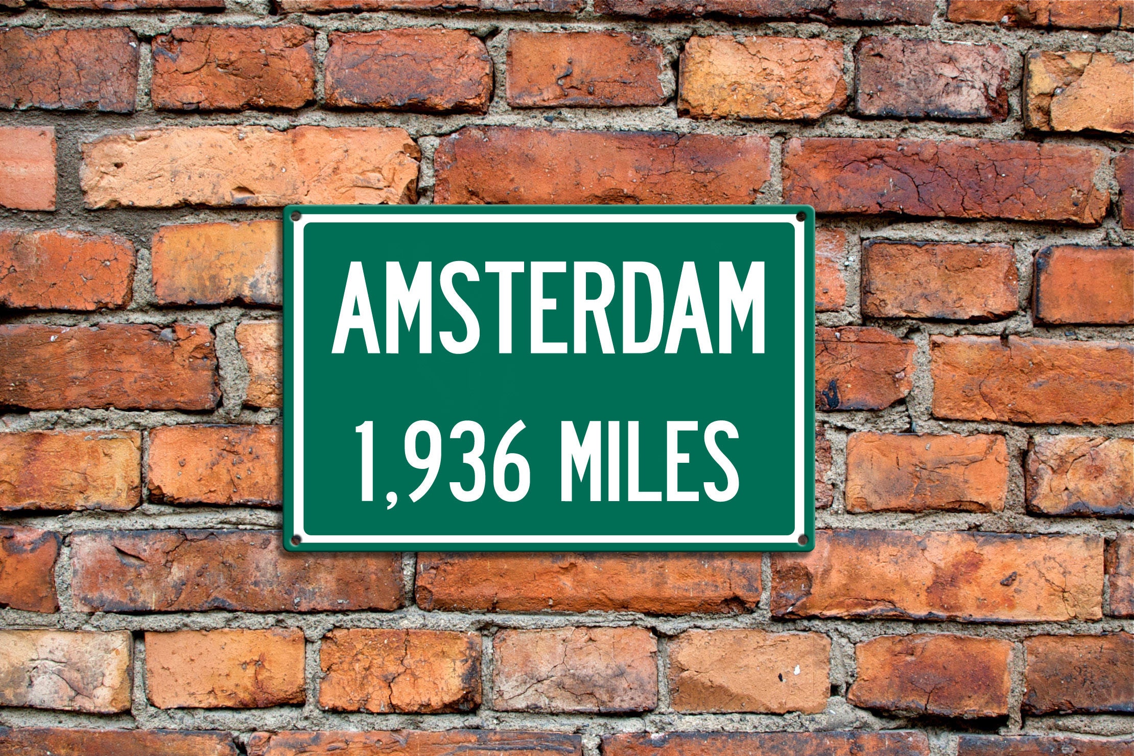 Personalized Aluminum Highway Distance Sign to Amsterdam Freeway Sign ...