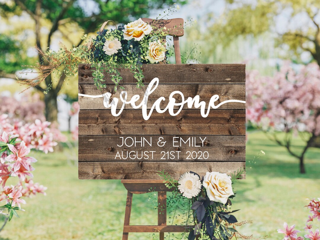 Wedding Welcome Sign, Wedding Sign, Rustic Wood Sign, Wedding Signage ...