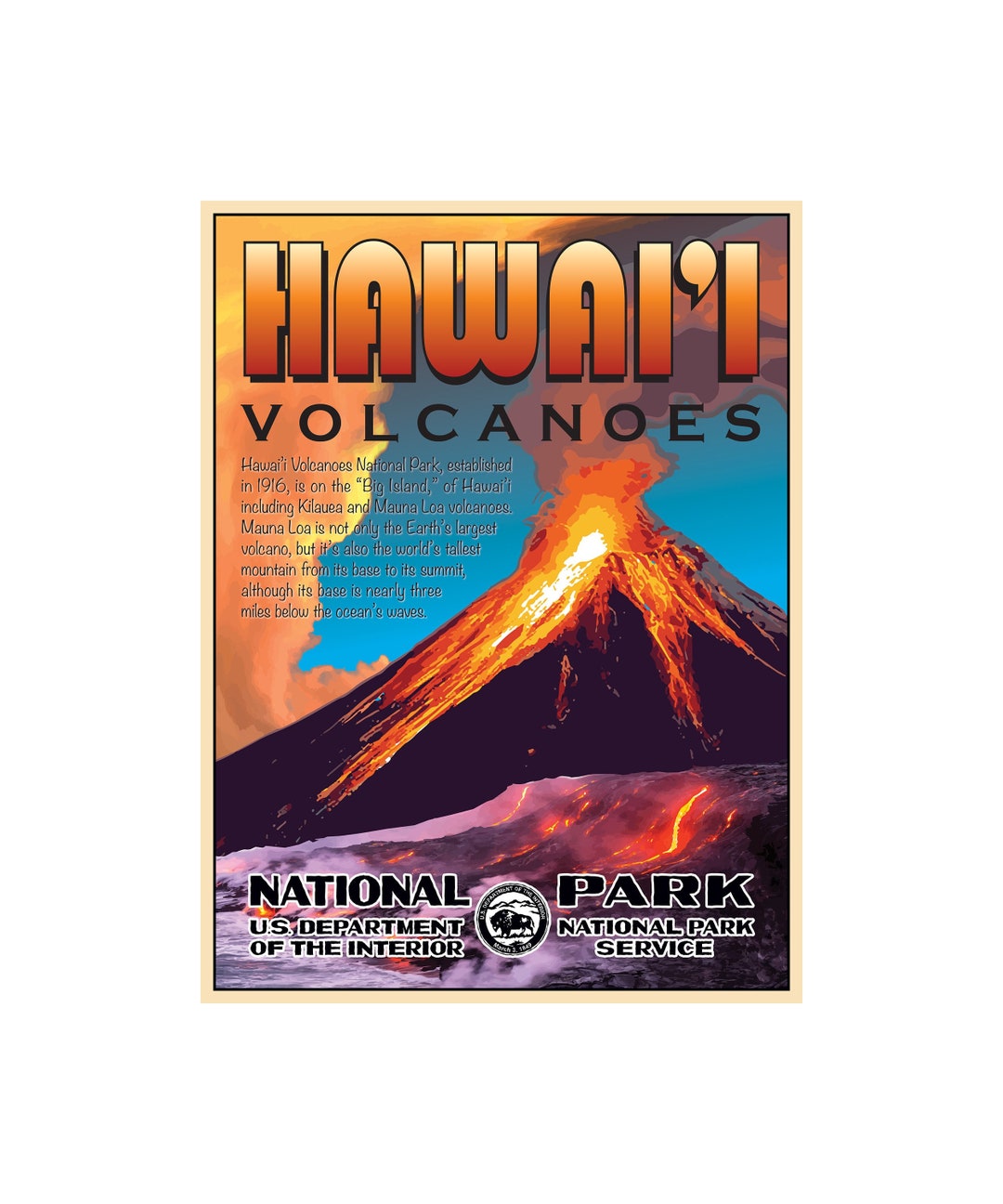 Hawaii Volcanoes National Park Travel Poster Big Island National Park ...