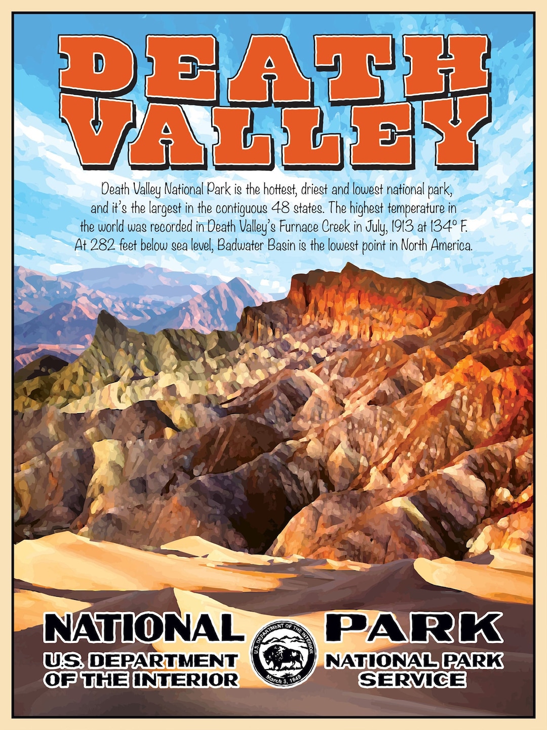 DEATH VALLEY National Park Vintage Poster Print, CALIFORNIA National ...